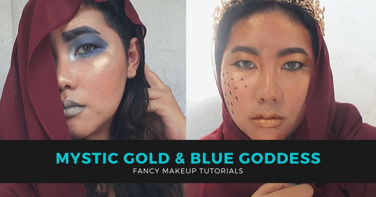 [How to] Mystic Gold & Blue Goddess Fancy Makeup Look
