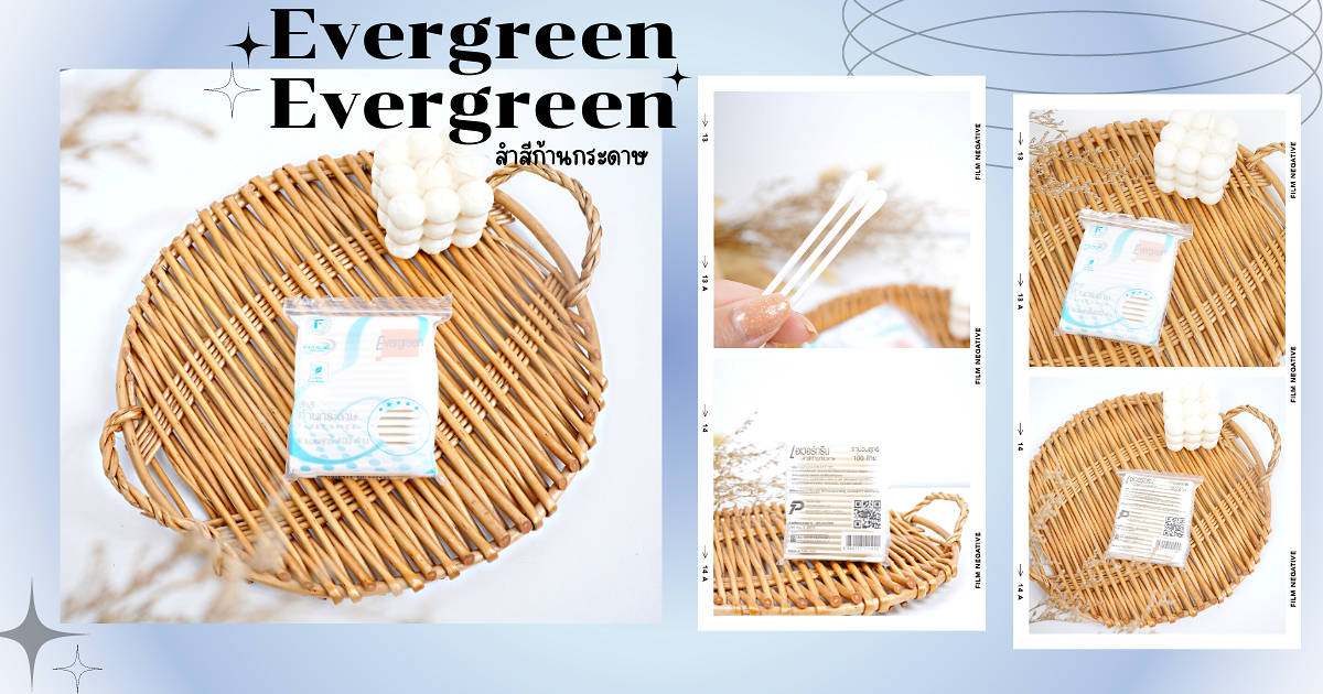 Evergreen Cotton Bud Paper Stick สำลีก้านกระดาษ รักเรา รักษ์โลก 💞🌏