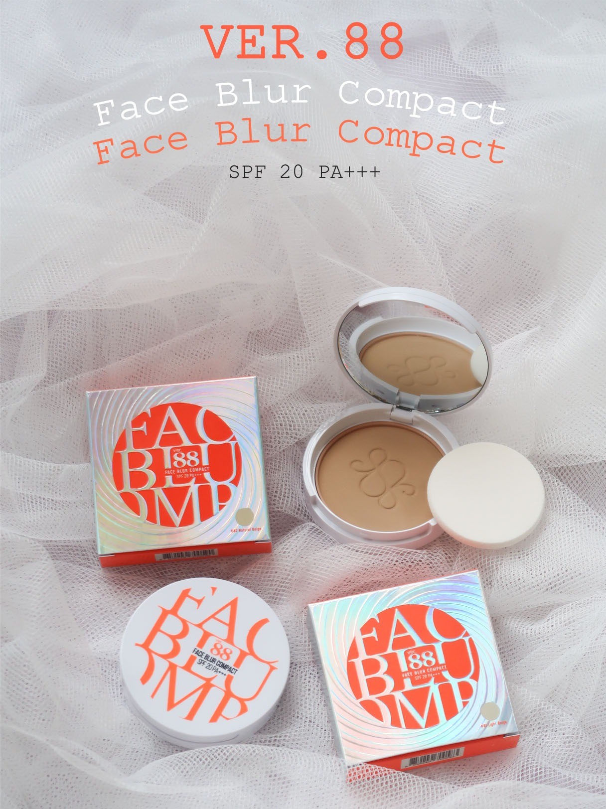 รีวิวแป้งผสมรองพื้นVer.88 Face Blur Compact เนื้อบางเบาสุดๆ