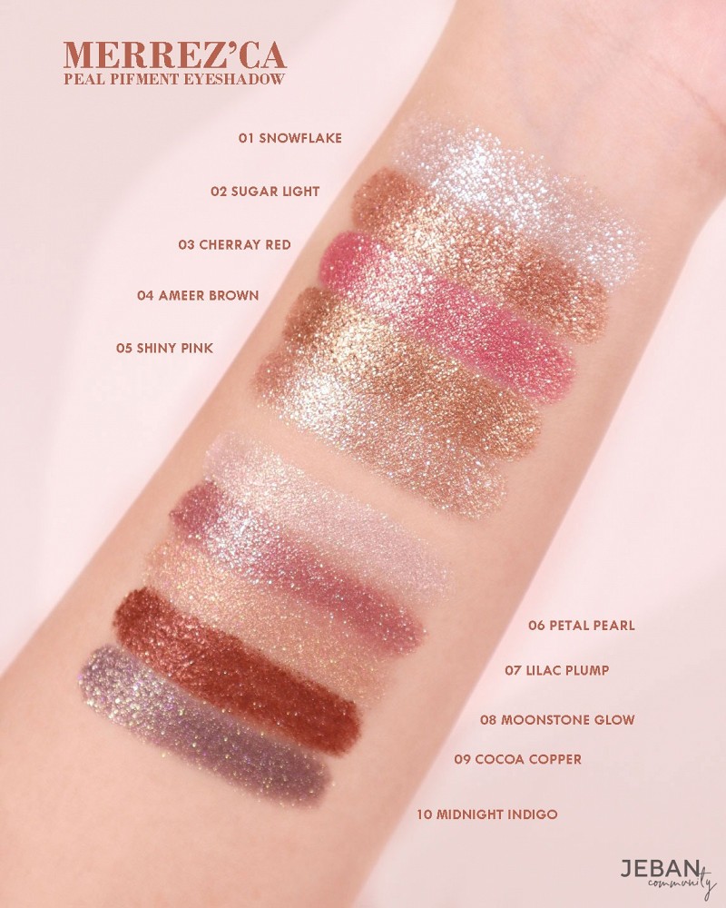 อายแชโดว์เนื้อกลิตเตอร์สีแน่น วิ๊งสะใจ Merrezca Peal Pigment eyeshadow ...