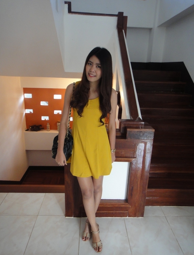 custard mini dress